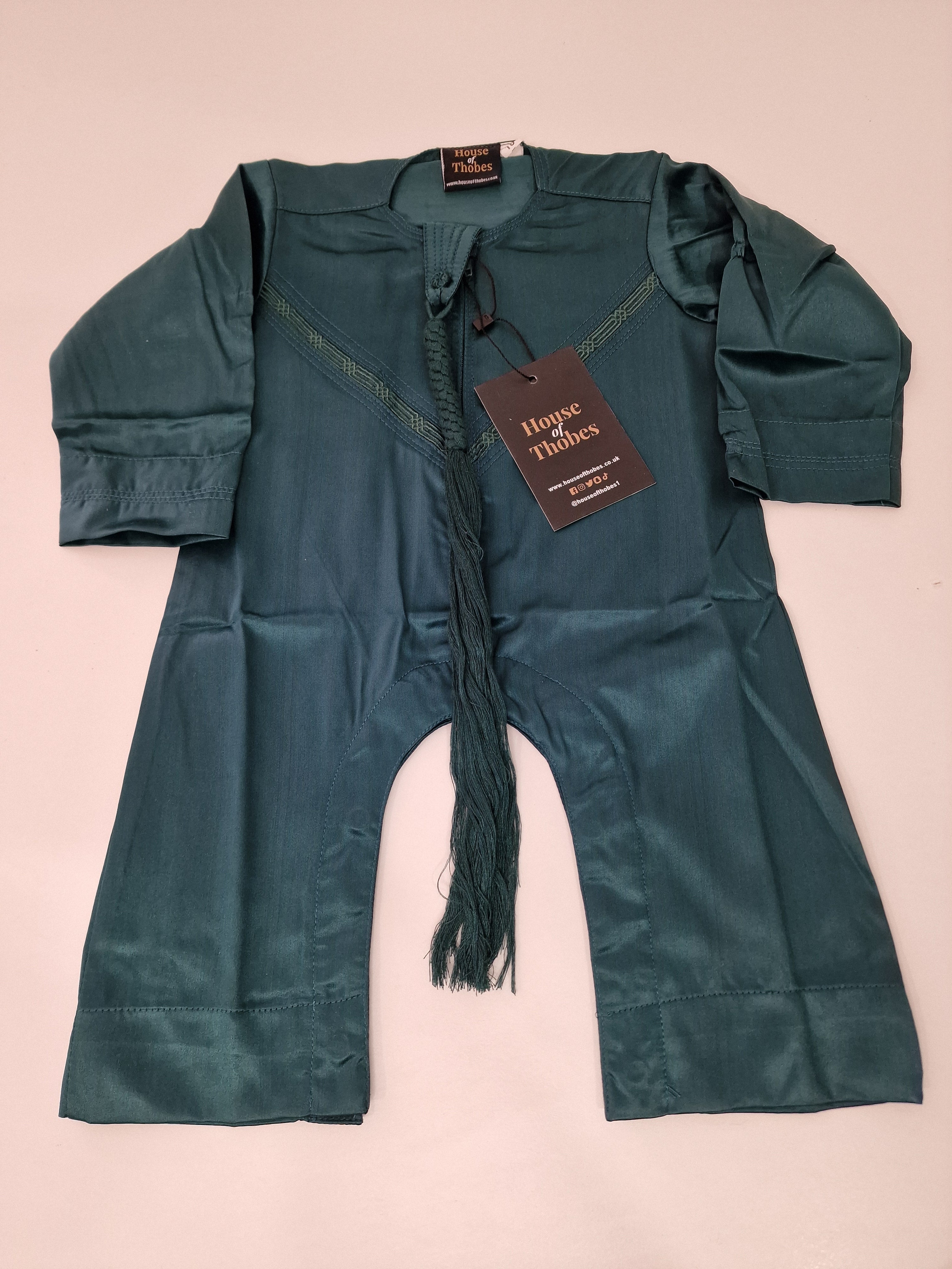Boy's Teal Green Romper Emirati Tassel Thobe – House of Thobes
