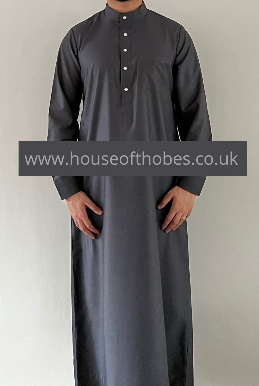 Grey Soft Collar Thobe | Jubba – House of Thobes